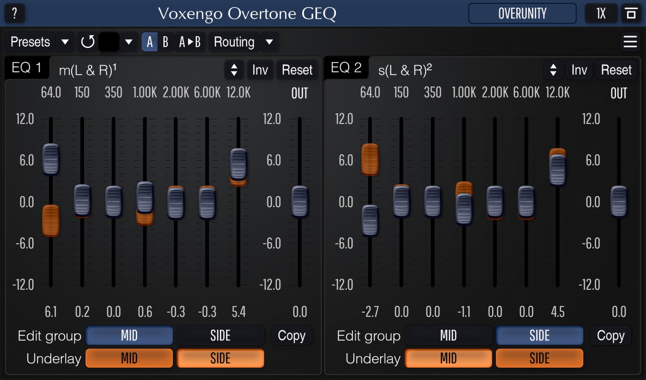 Voxengo Overtone GEQ - Free Graphic Equalizer Plugin, 7-Band VST, AU, AAX