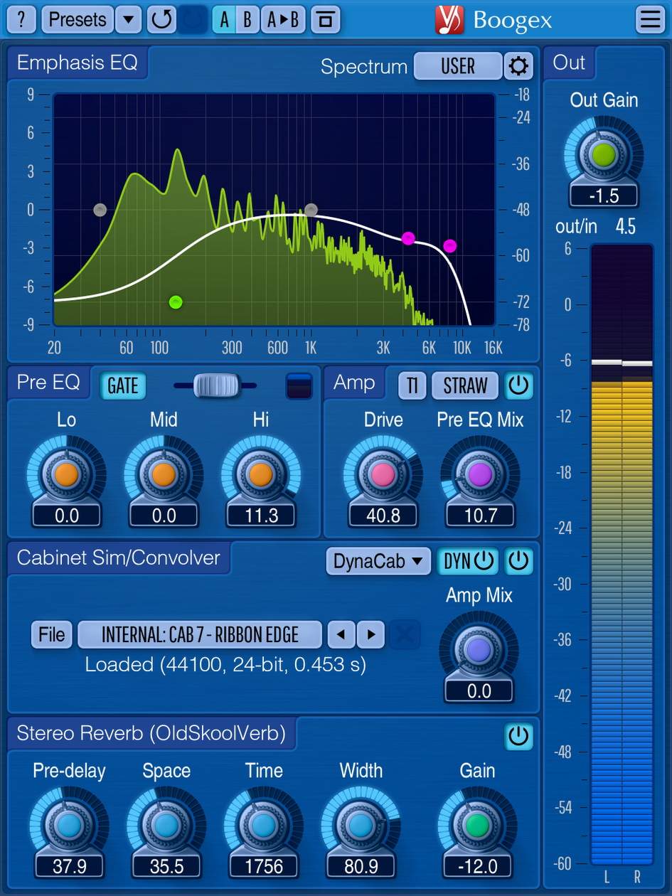 Voxengo Boogex - Free Guitar Plugin, Amplifier, Convolver VST, AU, AAX