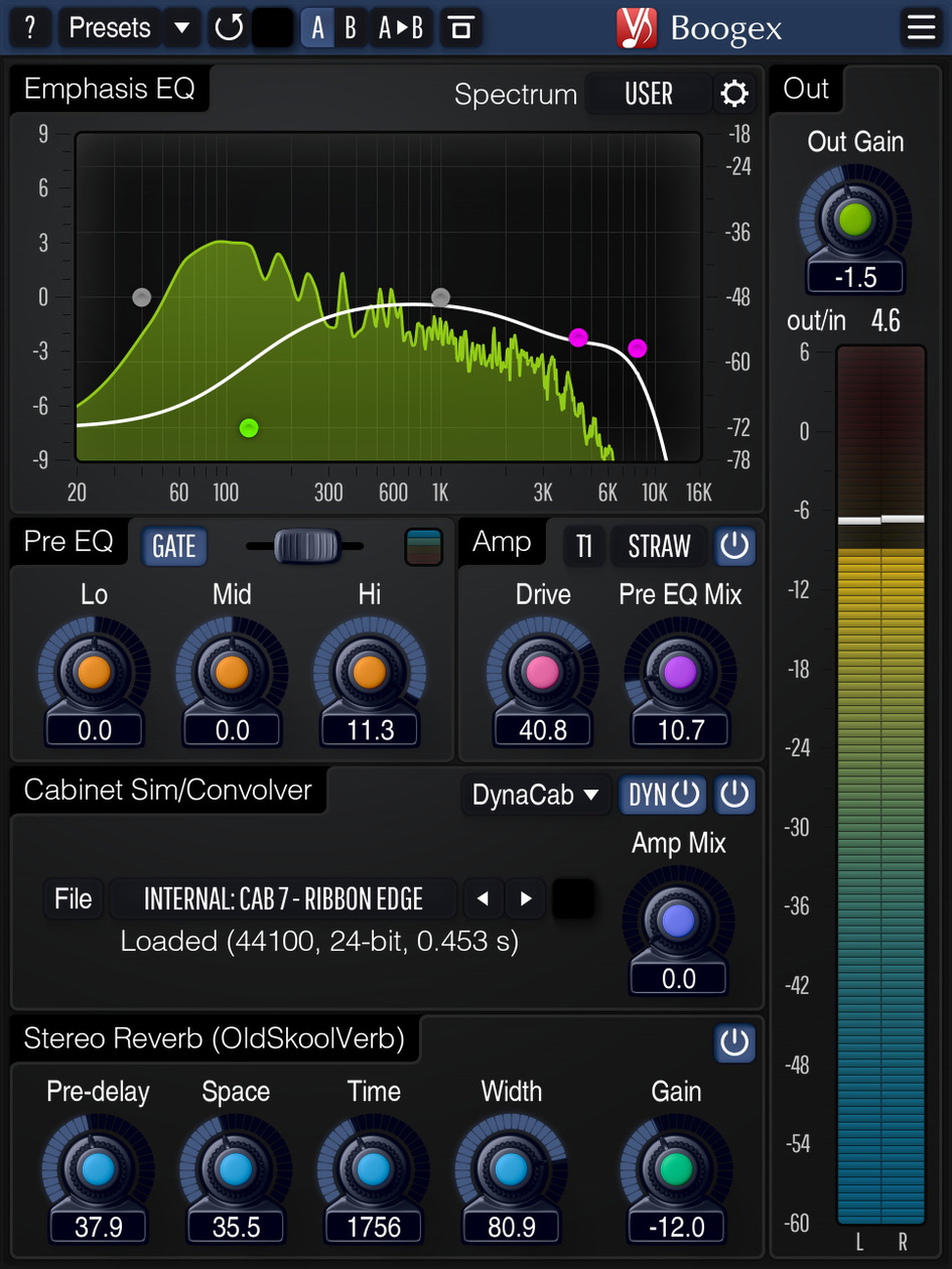 Voxengo Boogex - Free Guitar Plugin, Amplifier, Convolver VST, AU, AAX