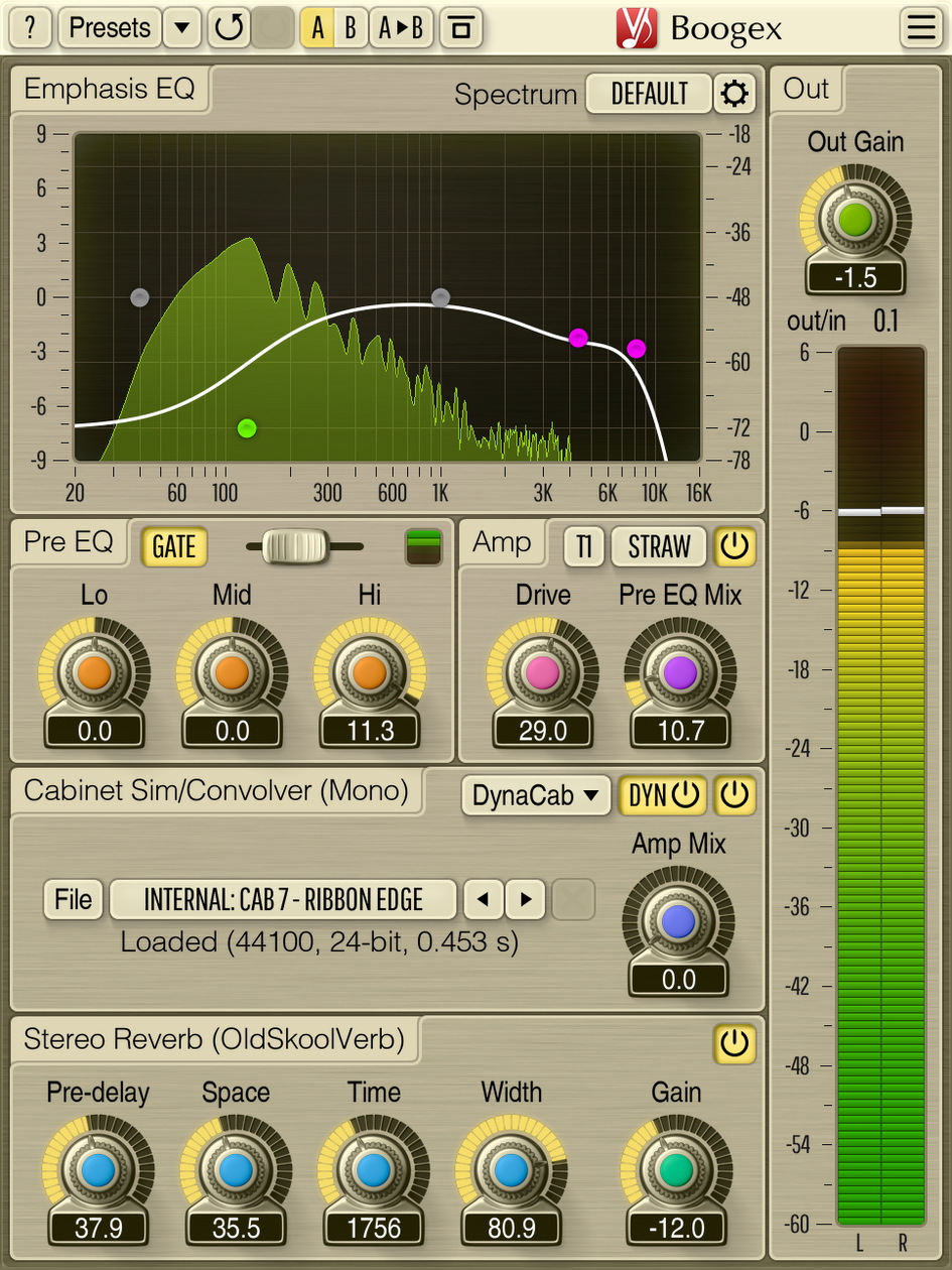 Voxengo Boogex - Guitar Amplifier and Cabinet Plugin VST, AU, AAX