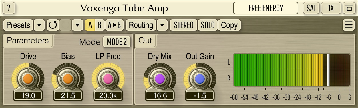 Voxengo Tube Amp - Tube/Valve Overdrive Plugin VST, AU, AAX