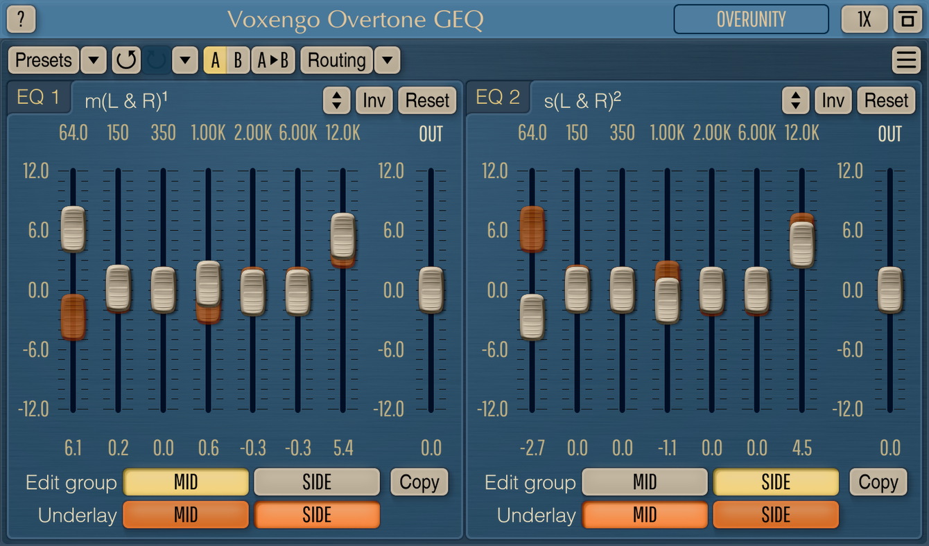 Voxengo Overtone GEQ - Free Graphic Equalizer Plugin, 7-Band VST, AU, AAX